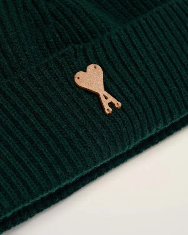 Ami Ribbed Logo Beanie Hat