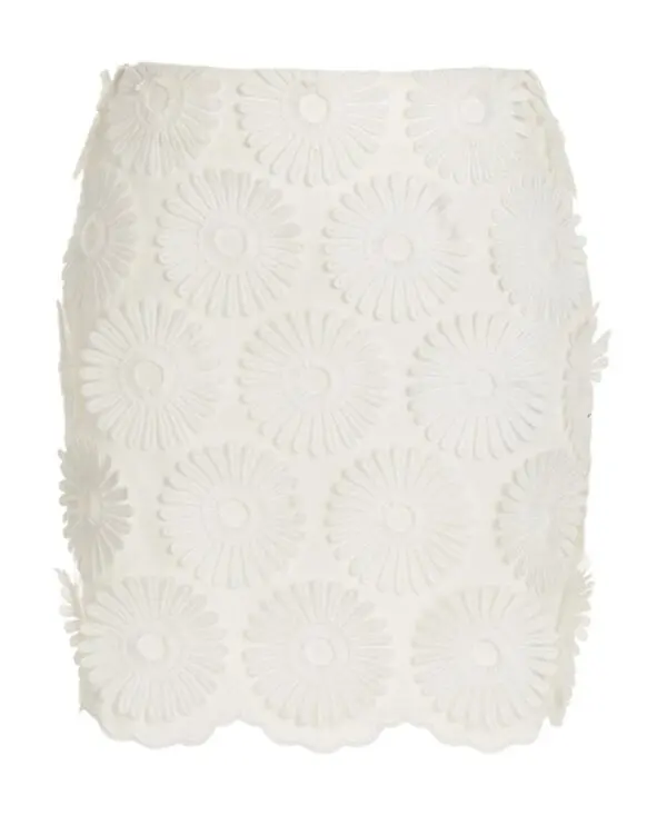 Elie Saab Floral Embroidered A-line Mini Skirt - White