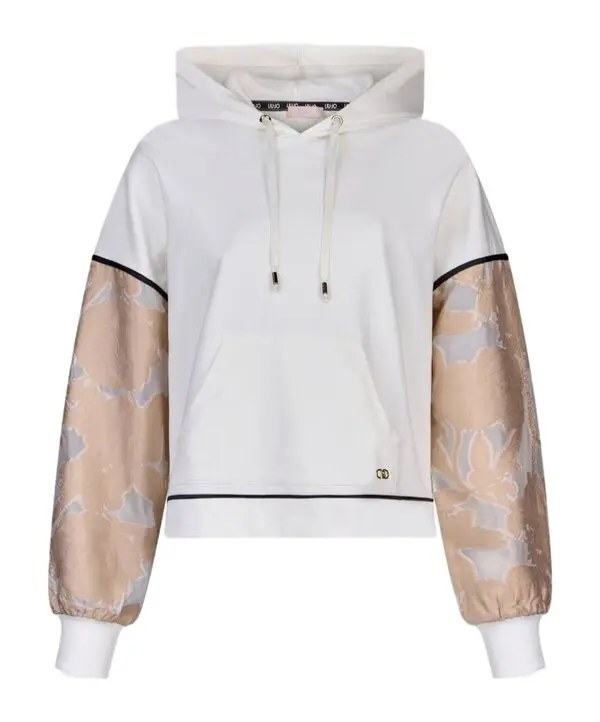 Liu Jo Floral Sleeve Hooded Sweatshirt - White
