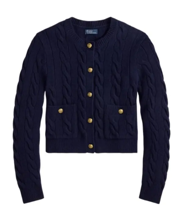 Polo Ralph Lauren Cable-knit Crewneck Buttoned Cardigan - Black