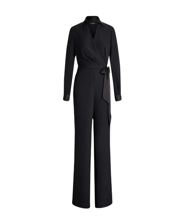 Ralph Lauren Long-sleeved V-neck Jumpsuit - Black