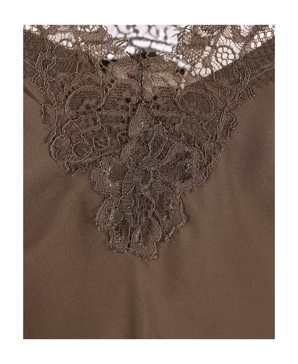Gold Hawk Silk Halter Vest With Lace Detailing