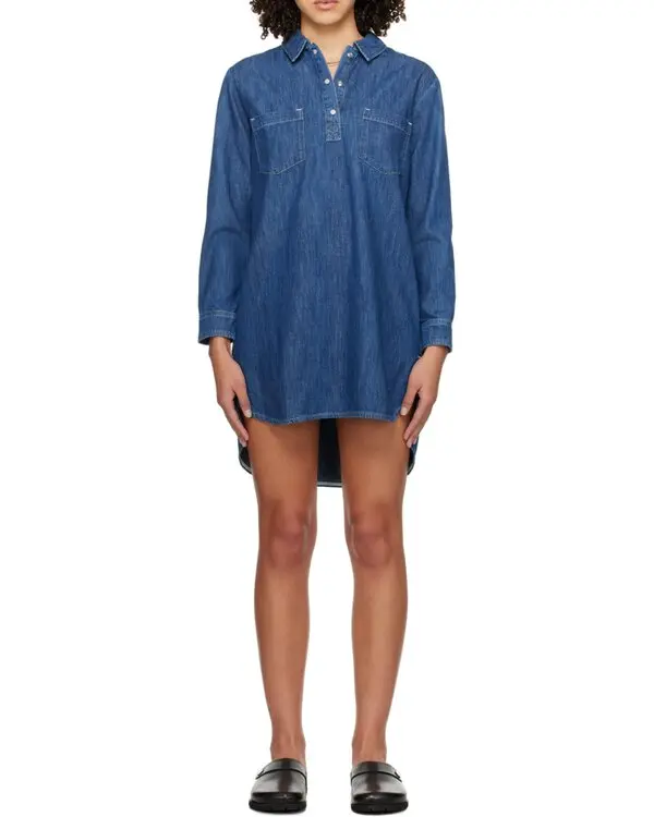 A.p.c. Texas Chest Patch Denim Mini Dress