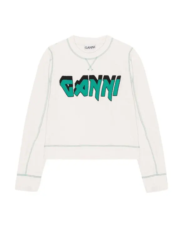 GANNI Isoli Rock Logo-embroidered Crewneck Sweatshirt