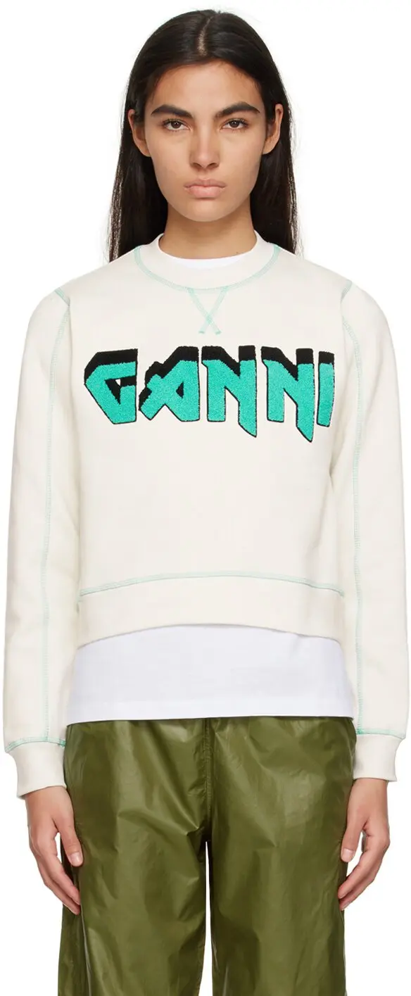 GANNI Isoli Rock Logo-embroidered Crewneck Sweatshirt