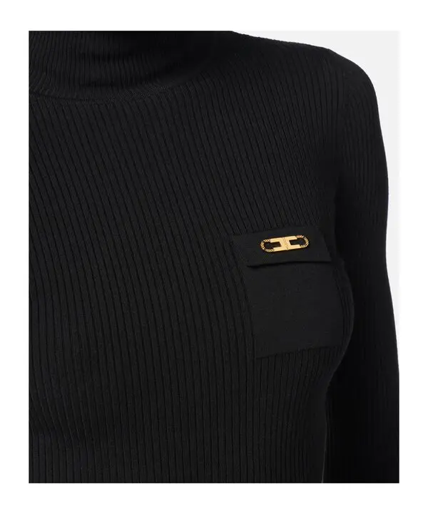 Elisabetta Franchi Ribbed Turtleneck Embellished Sweater