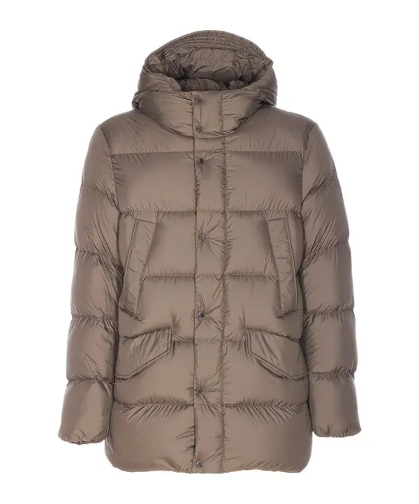 Woolrich Long Sleeved Hooded Down Jacket - Brown