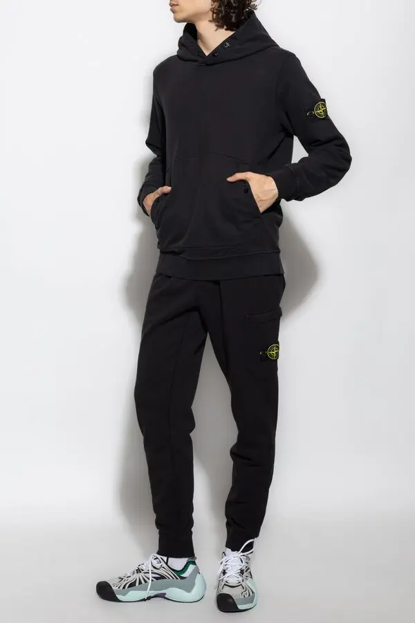 Stone Island Logo Patch Long-sleeved Hoodie
