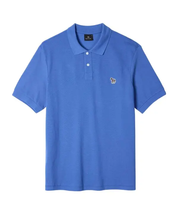 Paul Smith Logo Patch Short Sleeved Polo Shirt - Medium Blue