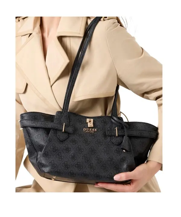 Guess Yesba Monogram-pattern Buckle-detail Tote Bag