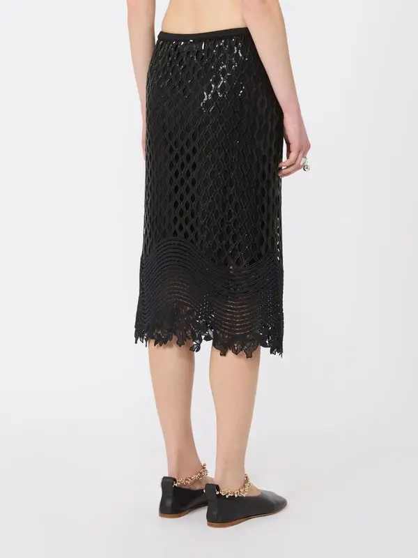 Sportmax Sequin-embellished Open-knit Skirt