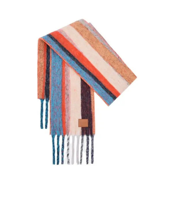 Loewe Fringed-edge Striped Scarf