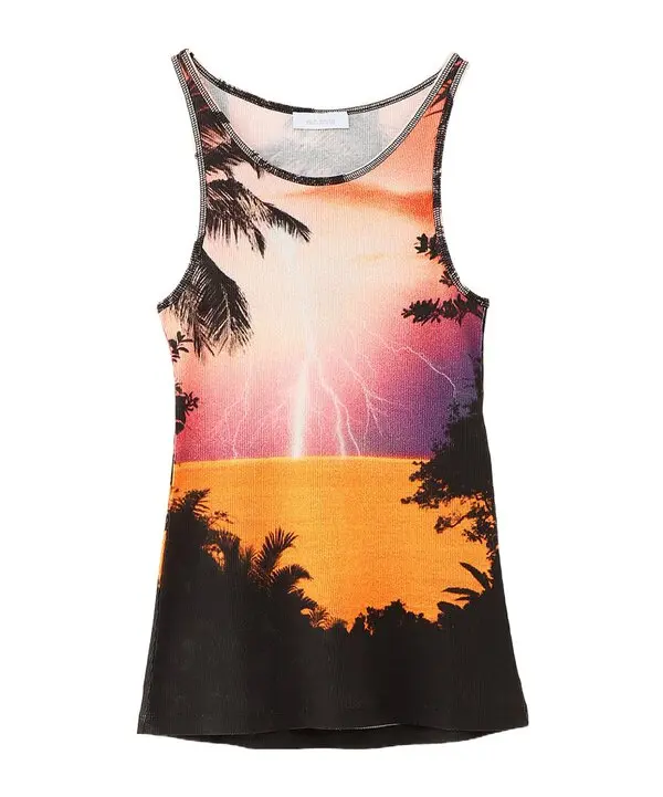 Rabanne Graphic-print Ribbed Tank Top - Multicolor