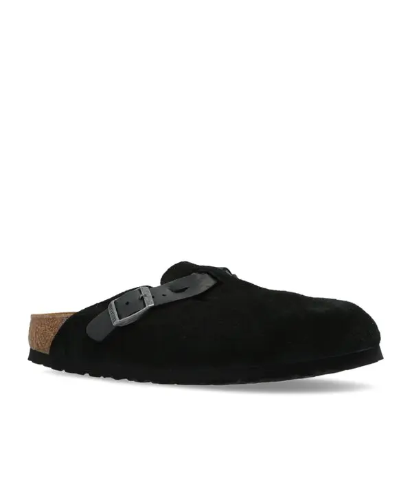 BIRKENSTOCK Boston Buckle Suede Mules