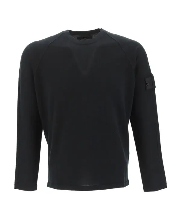 Stone Island Crewneck Sweatshirt With Logo Patch - Black