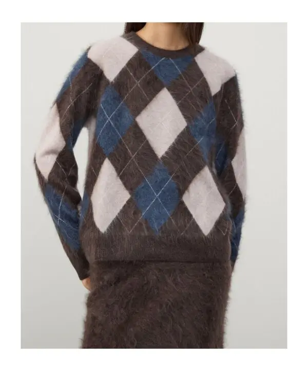 LISA YANG Margy Argyle-pattern Crewneck Sweater