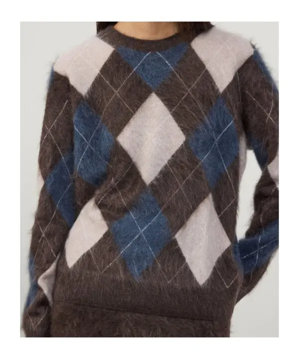 LISA YANG Margy Argyle-pattern Crewneck Sweater