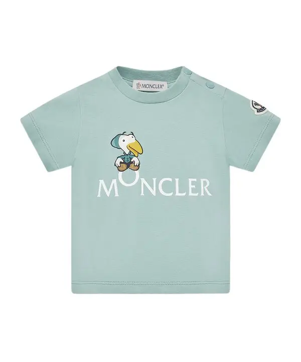 Moncler Duck Logo Printed Crewneck T-shirt - Aqua