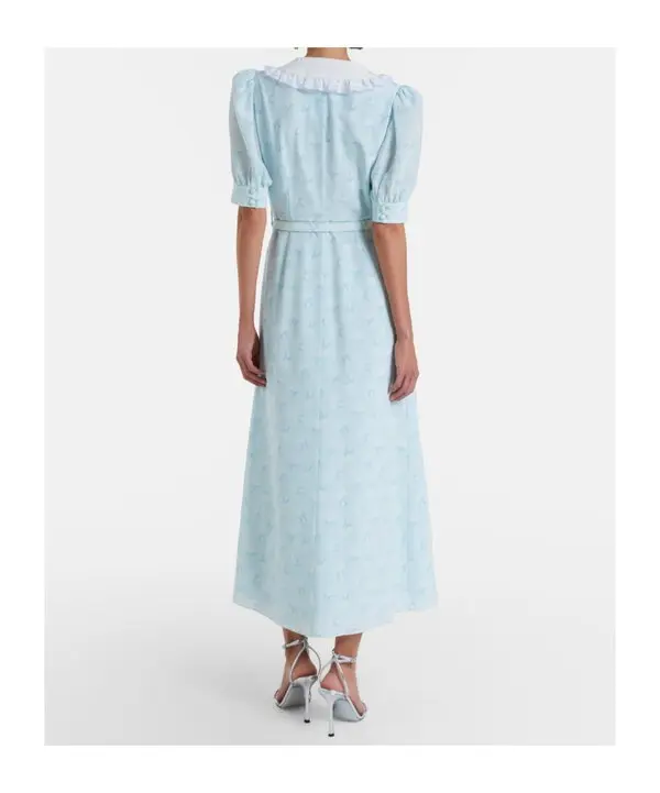 Alessandra Rich Floral Pattern Silk Midi Dress