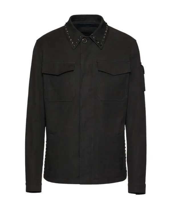 Valentino Garavani Stud Detailed Long-sleeved Shirt - Black