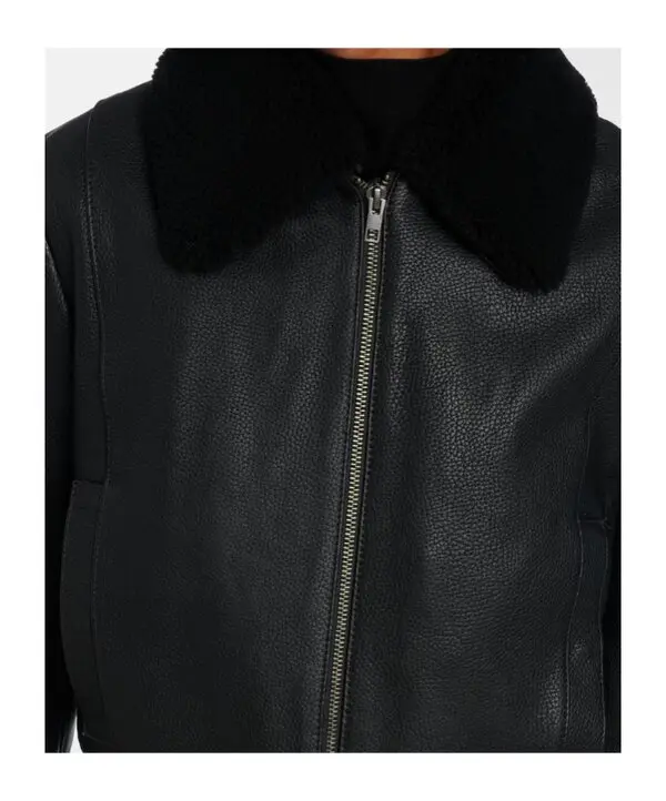 Vince Shearling-trimmed Leather Jacket