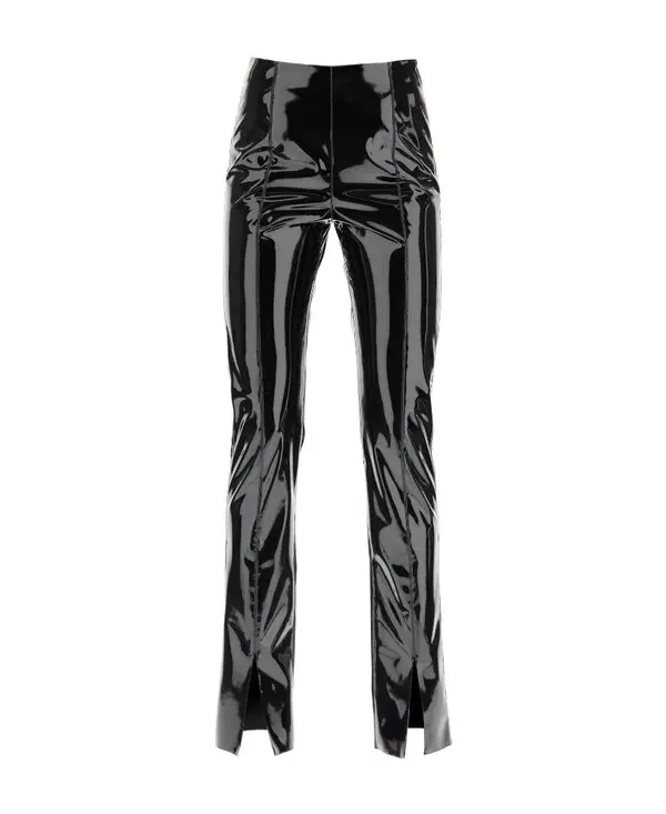 MSGM High-shine Fitted Trousers - Black