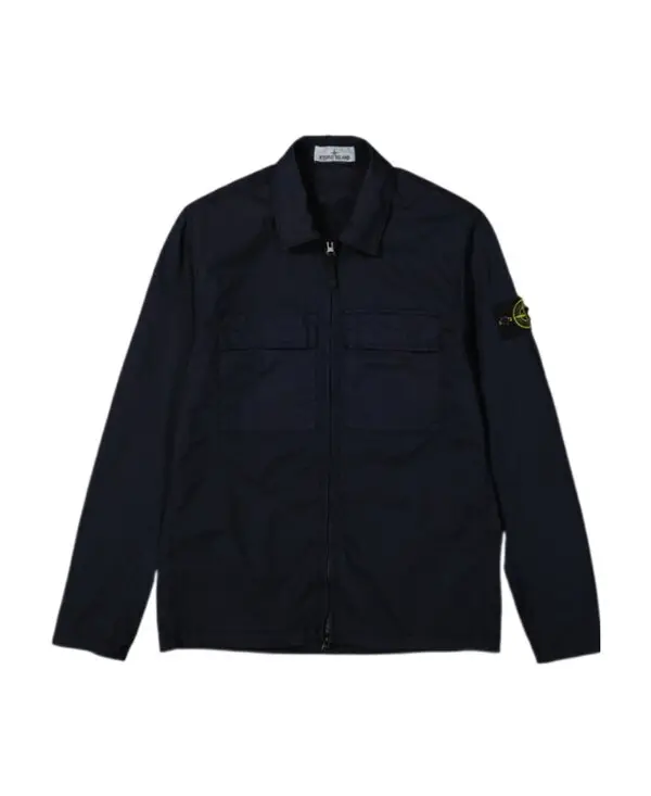 Stone Island Zip-fastening Long-sleeve Shirt With Double Chest Pockets