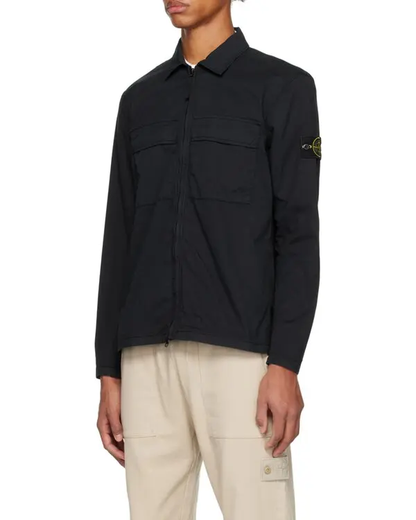 Stone Island Zip-fastening Long-sleeve Shirt With Double Chest Pockets
