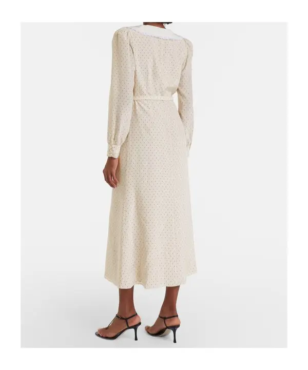 Alessandra Rich Polka Dot Silk Midi Dress