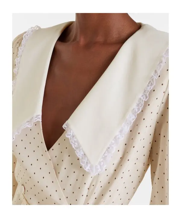 Alessandra Rich Polka Dot Silk Midi Dress
