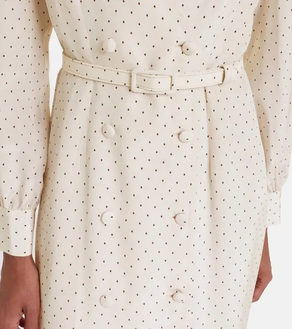 Alessandra Rich Polka Dot Silk Midi Dress