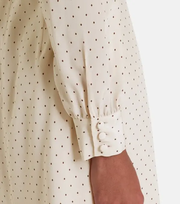 Alessandra Rich Polka Dot Silk Midi Dress