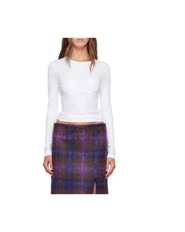 GANNI Rib Long-sleeve Top With Crew Neck