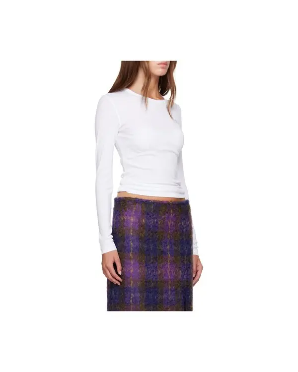GANNI Rib Long-sleeve Top With Crew Neck