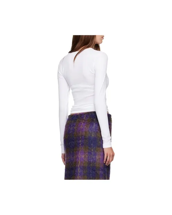 GANNI Rib Long-sleeve Top With Crew Neck