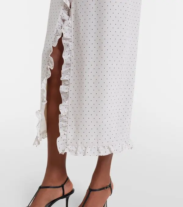 Alessandra Rich Polka-dot Peplum Silk Midi Dress