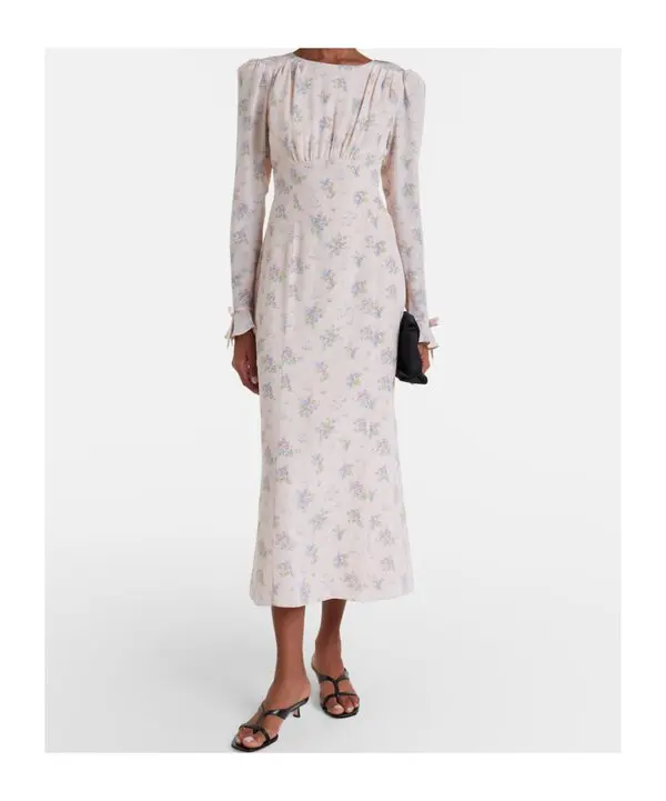 Alessandra Rich Floral Open-back Silk Midi Dress