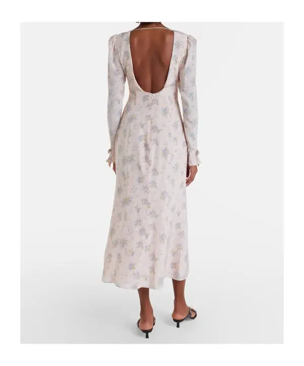 Alessandra Rich Floral Open-back Silk Midi Dress