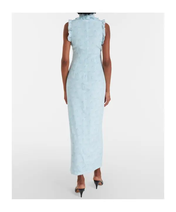Alessandra Rich Sleeveless Ruffled Bow-detail Silk Maxi Dress - White
