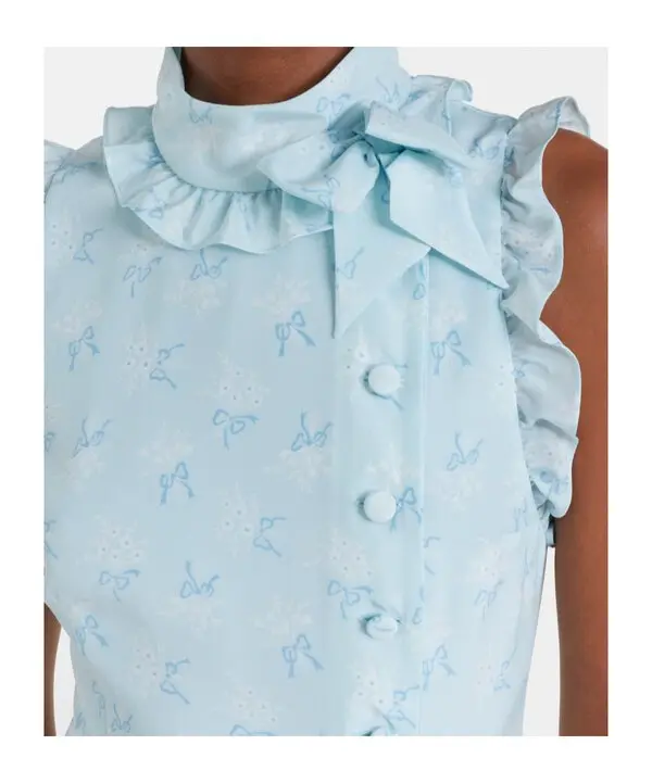 Alessandra Rich Sleeveless Ruffled Bow-detail Silk Maxi Dress - White
