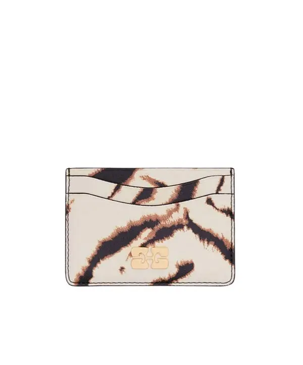 GANNI Bou Card Holder In Zebra - Egret