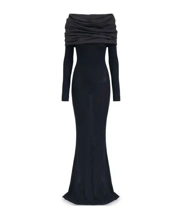 ENTIRE STUDIOS Long Sleeve Maxi Dress With Side Zip And Slit Hem - Black