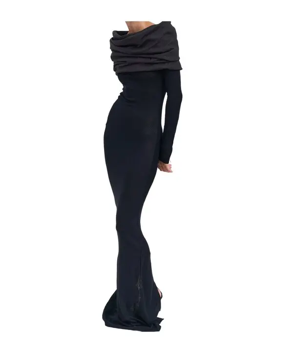ENTIRE STUDIOS Long Sleeve Maxi Dress With Side Zip And Slit Hem