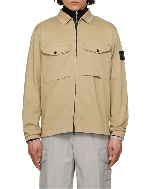 Stone Island Compass Patch Zipped Overshirt