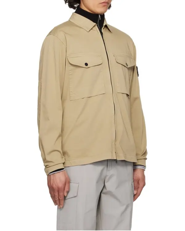 Stone Island Compass Patch Zipped Overshirt