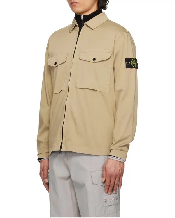 Stone Island Compass Patch Zipped Overshirt