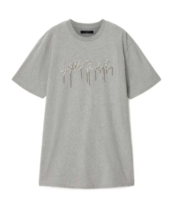 ALLSAINTS Sequin-embellished Logo-print T-shirt - Gray Blend