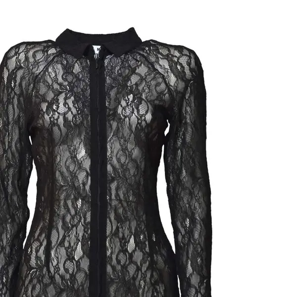 MSGM Floral Stretch Lace Zipped Shirt