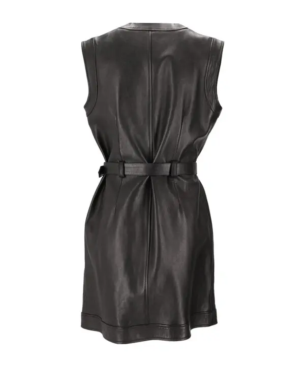Lela Rose Sleeveless Leather Skirt