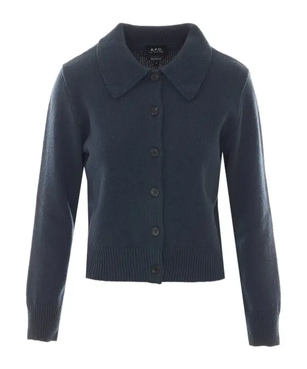 A.p.c. Long Sleeve Cardigan With Turn-down Collar